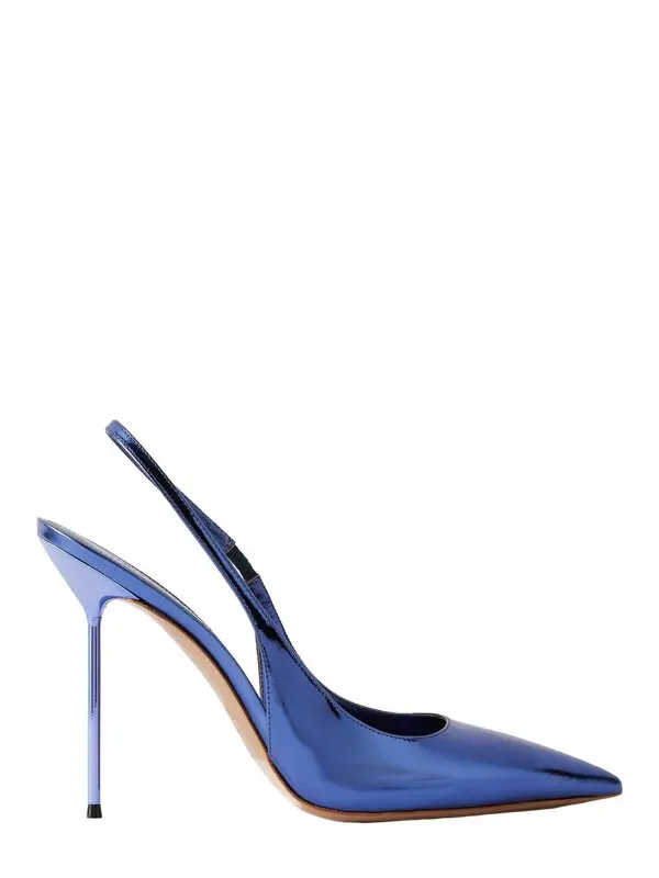 Paris Texas Mirrored Leather Slingback Pumps - Blue