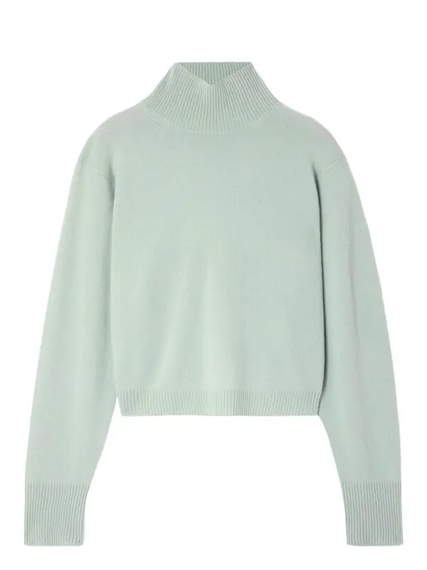 Le Kasha Cropped Cashmere Mock Neck Sweater - Green