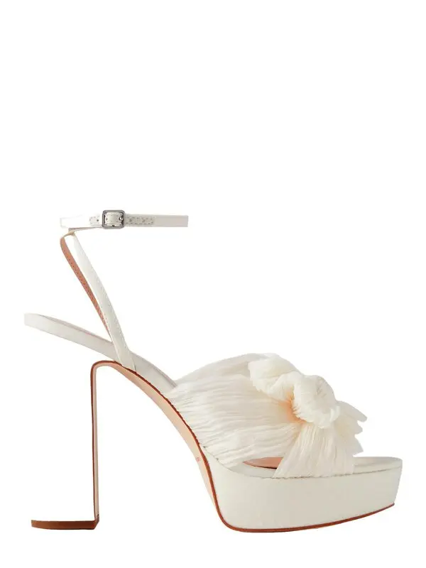 LOEFFLER RANDALL Natalia Bow Embellished Platform Sandals - Nude