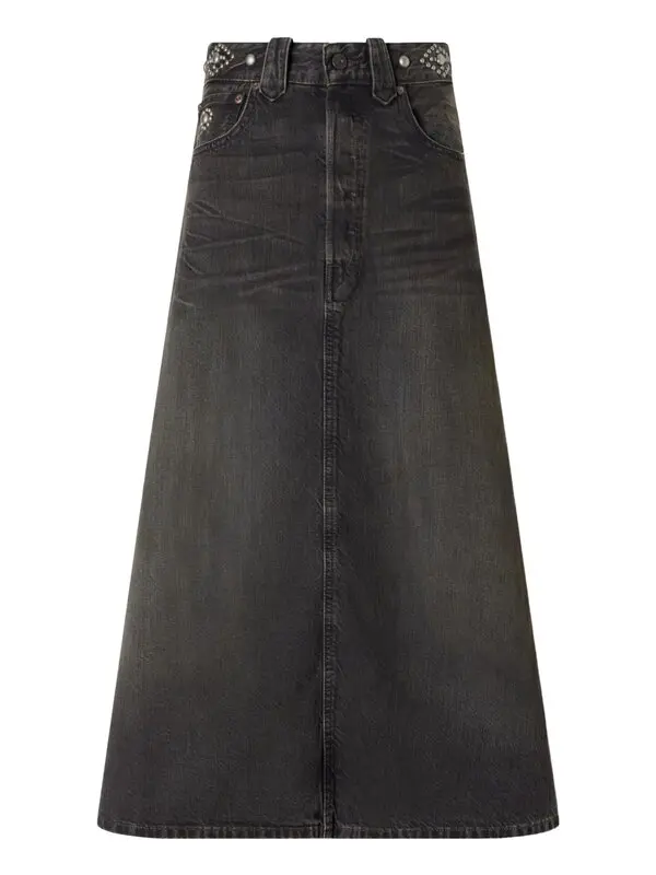 Ralph Lauren Studded A-line Denim Skirt - Black