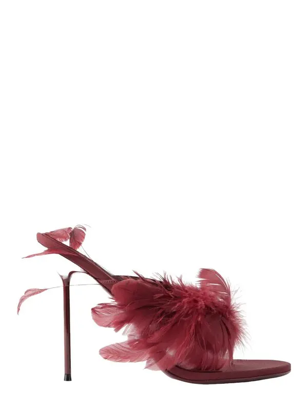 Paris Texas Feather Embellished High Heels - Red