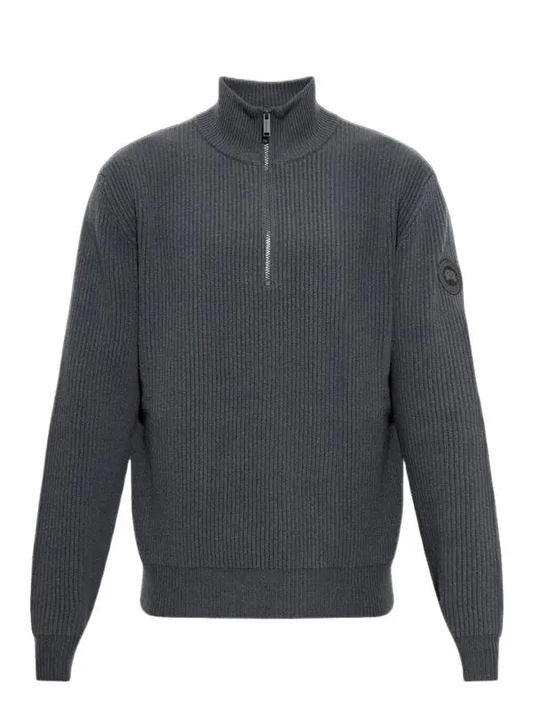 Canada Goose Ribbed Quarter Zip Pullover - Grey