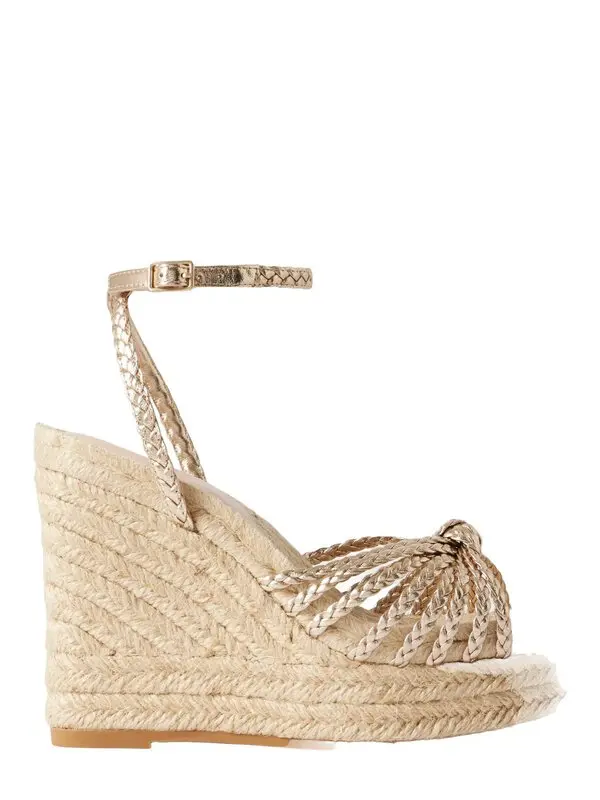 LOEFFLER RANDALL Metallic Braided Platform Wedge Sandals - Nude