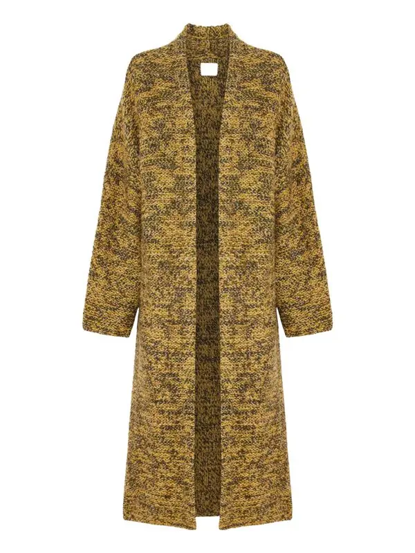 THE ELDER STATESMAN Textured Knit Maxi Cardigan - Green