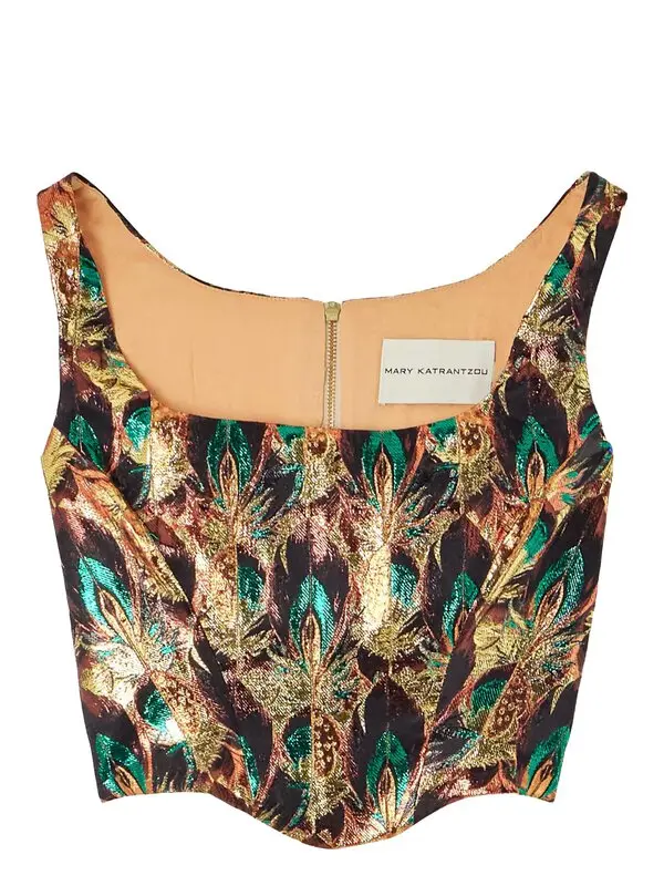 MARY KATRANTZOU Metallic Jacquard Blouse - Nude