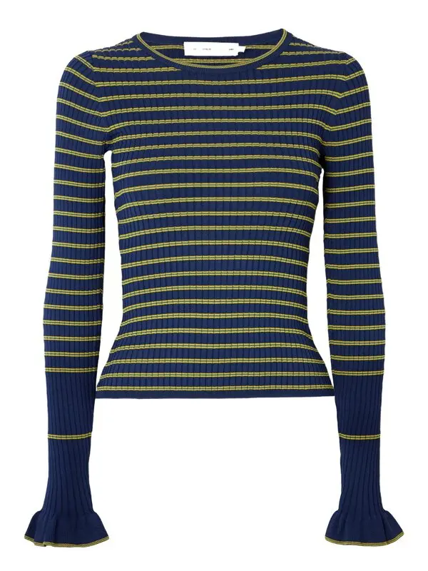 Proenza Schouler Yasmine Striped Ribbed-knit Sweater - Blue