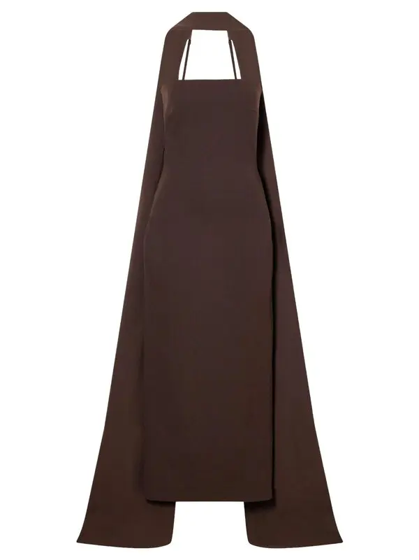 Solace Martine Scarf Detailed Crepe Midi Dress - Black