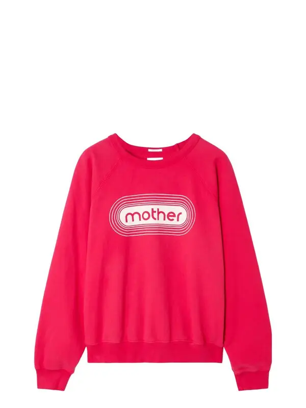 MOTHER Loose Cotton Sweatshirt With Printed Logo - Red