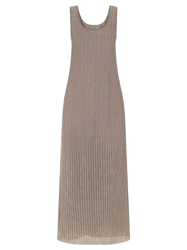 KALLMEYER Isadora Striped Linen Maxi Dress - Gray