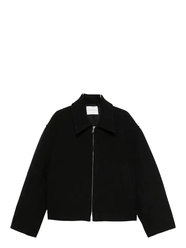 Studio Nicholson Zip-up Spread Collar Shirt Jacket - Black