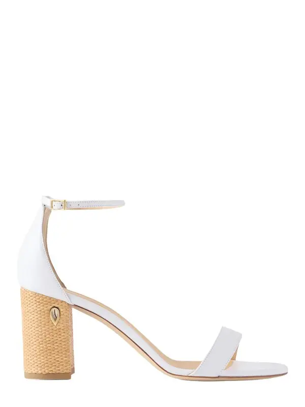 Jennifer Chamandi Massimiliano Leather And Raffia Block Heel Sandals - No
