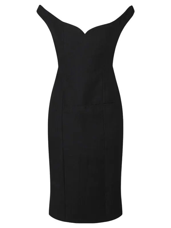 Calvin Klein Off-the-shoulder Wool-blend Dress - Black