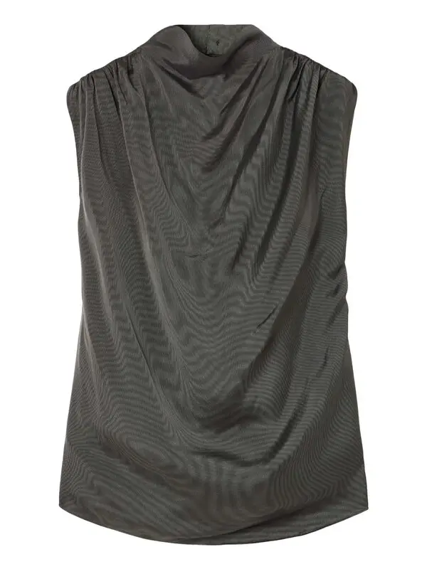 KALLMEYER Penny Draped Satin Top - Black