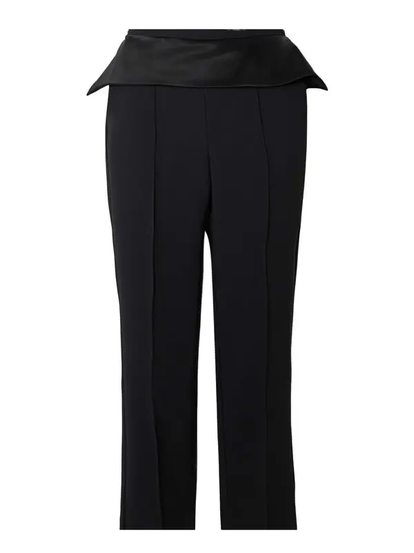 Maticevski Crepe Straight-leg Pants With Satin Trim - Black