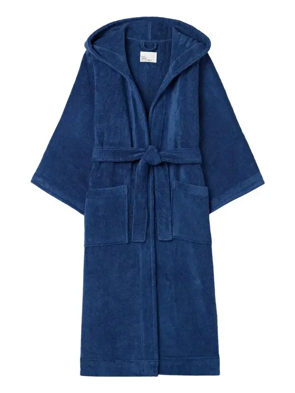 Lisa Marie Fernandez Soft Terrycloth Robe With Hood And Sash - Blue