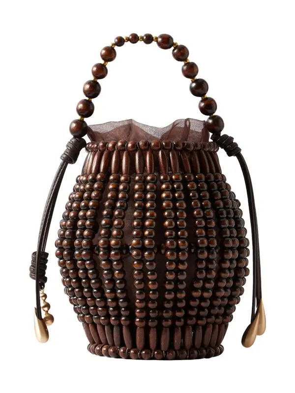Cult Gaia Lanterna Beaded Mini Bag - Black