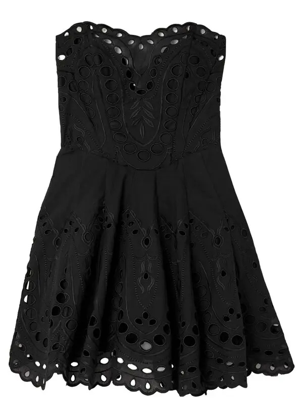 Charo Ruiz Ibiza Cotton-blend Broderie Anglaise Mini Dress - Black