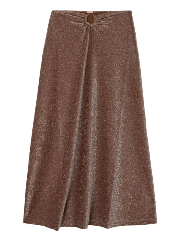 Johanna Ortiz Lurex Shimmer Midi Skirt With Twisted Detail - No