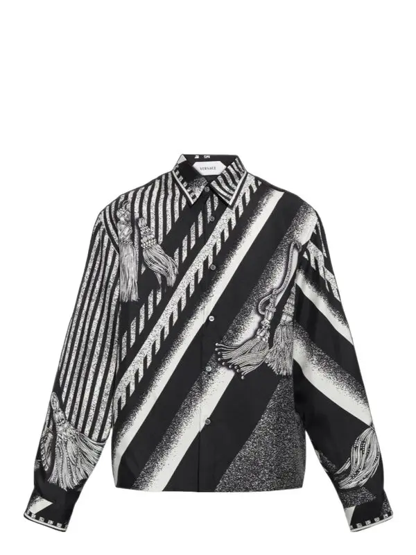 Versace Tassel-print Silk Shirt - Black
