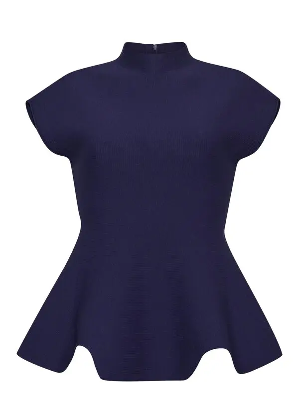 Cara Cara Joanie Milano Stitch Mockneck Peplum Top - Navy