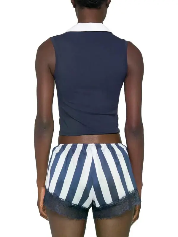 SPORTY & RICH Sleeveless Logo-print Cropped Tank Top - Blue