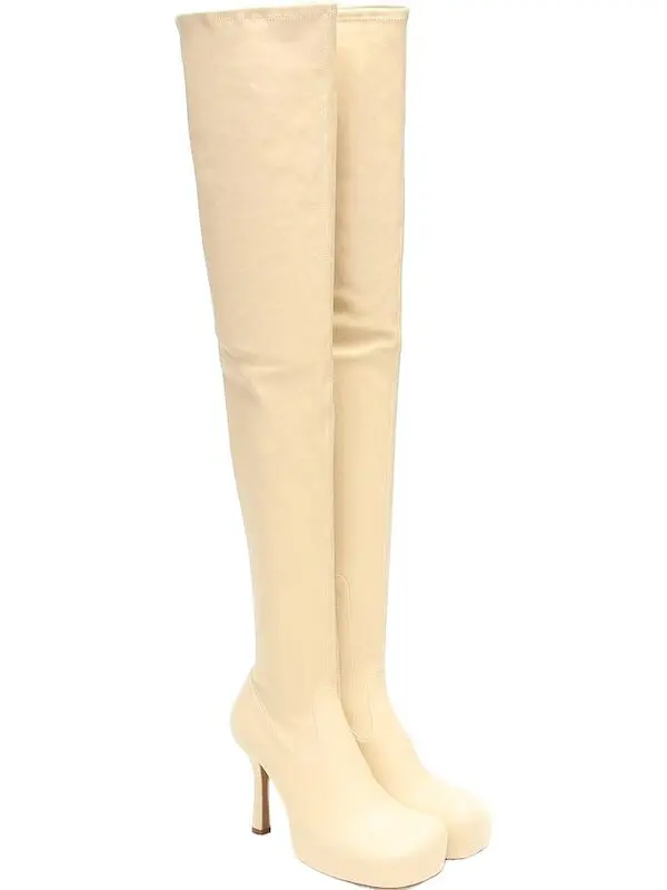 Bottega Veneta Bold Leather Over-the-knee Boots - Beige