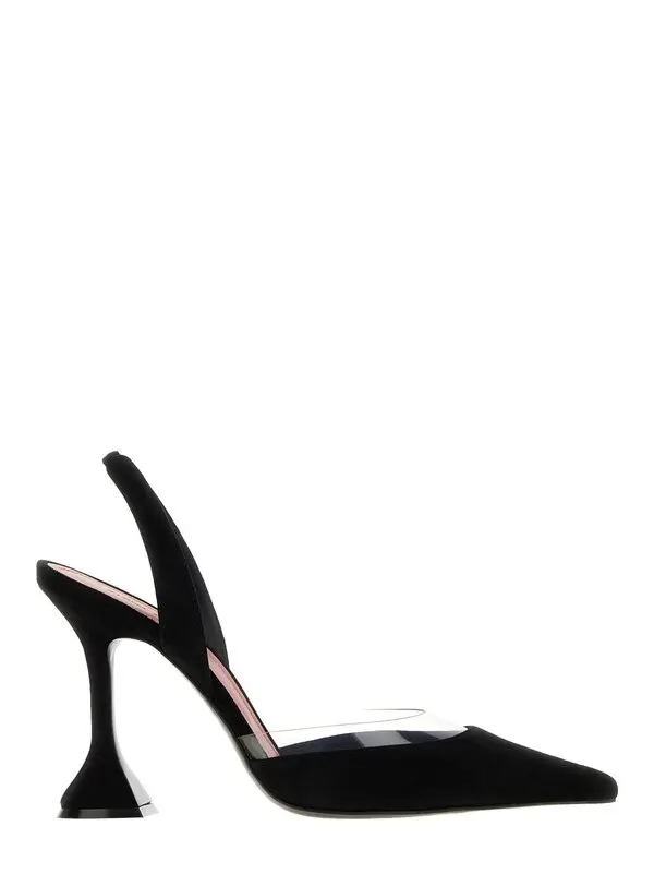 Amina Muaddi Suede Lara Slingback Pumps - Black