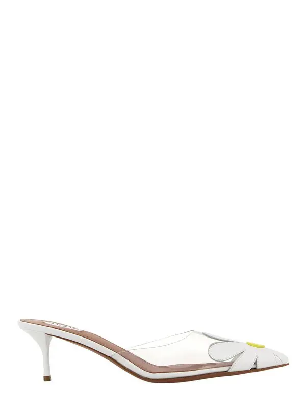 Alaïa Transparent Pvc And Calf Leather Mules With Floral Detail - White