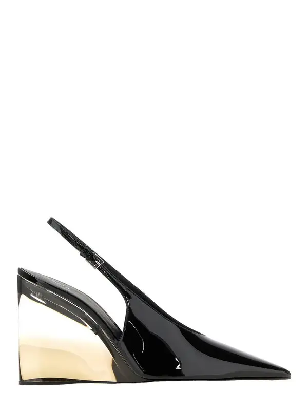 Alaïa Patent Calf Leather Slingback Pumps With Transparent Wedge - Black