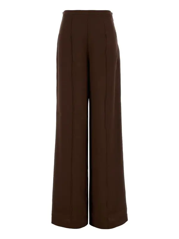 TALLER MARMO Chocolate Crepe Wide-leg Pants - Brown