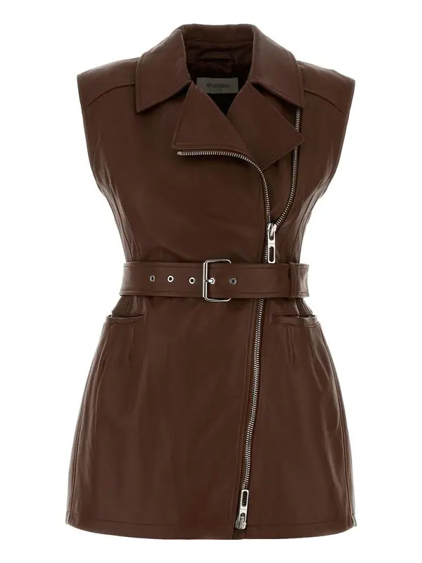 Sportmax Leather Vest - Brown