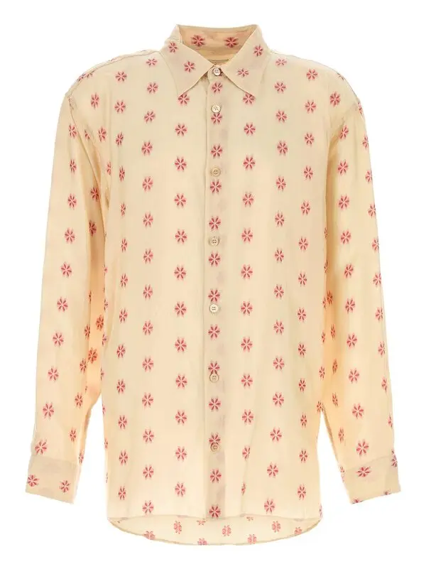 Dries Van Noten Printed Cupro Croom Shirt - White