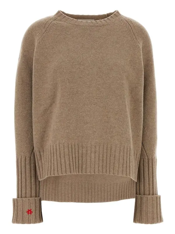 Tory Burch Wool Sweater With Floral Embroidery - Light Brown