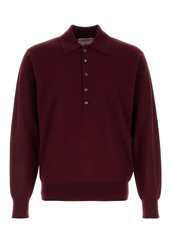 Dries Van Noten Ribbed Merino Wool Polo Sweater - Purple