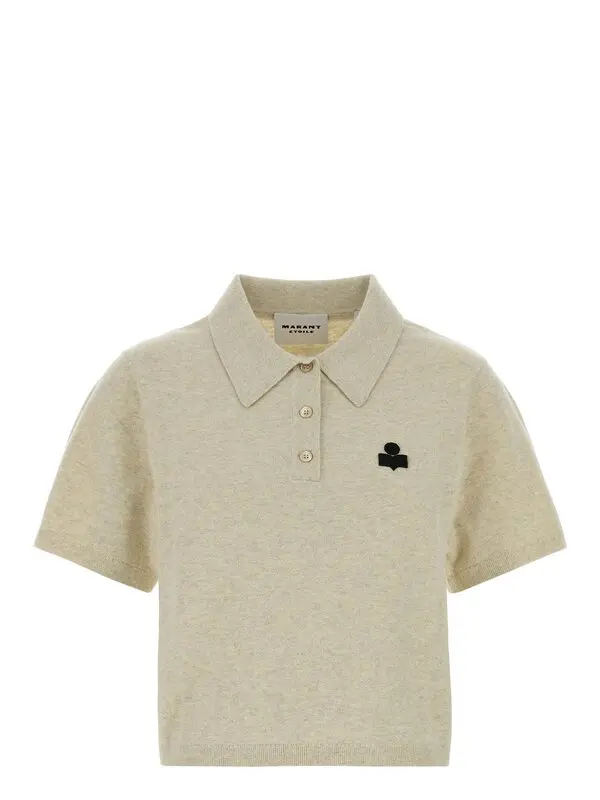 Isabel Marant Étoile Melange Cotton Blend Althea Polo Shirt - Light Brown