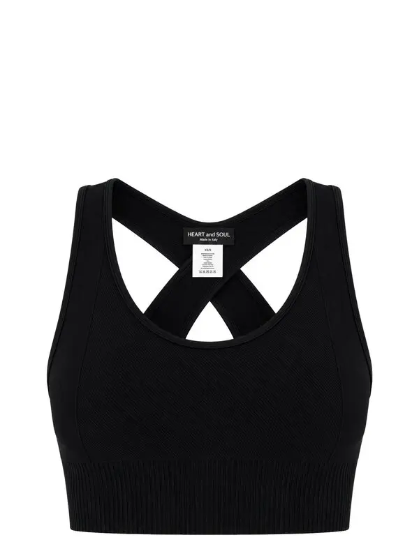 HEART AND SOUL Axis Cross-back Activewear Crop Top - Black