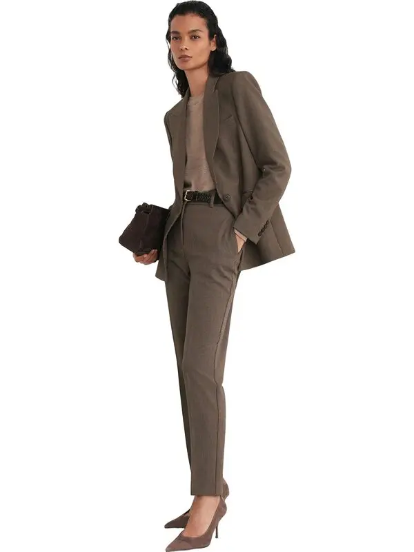 REISS Gabi Petite Puppytooth Slim-fit Suit Trousers - Black/neutral