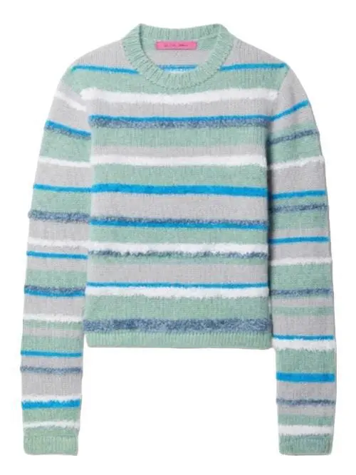 THE ELDER STATESMAN Striped Cashmere Blend Sweater - Blue
