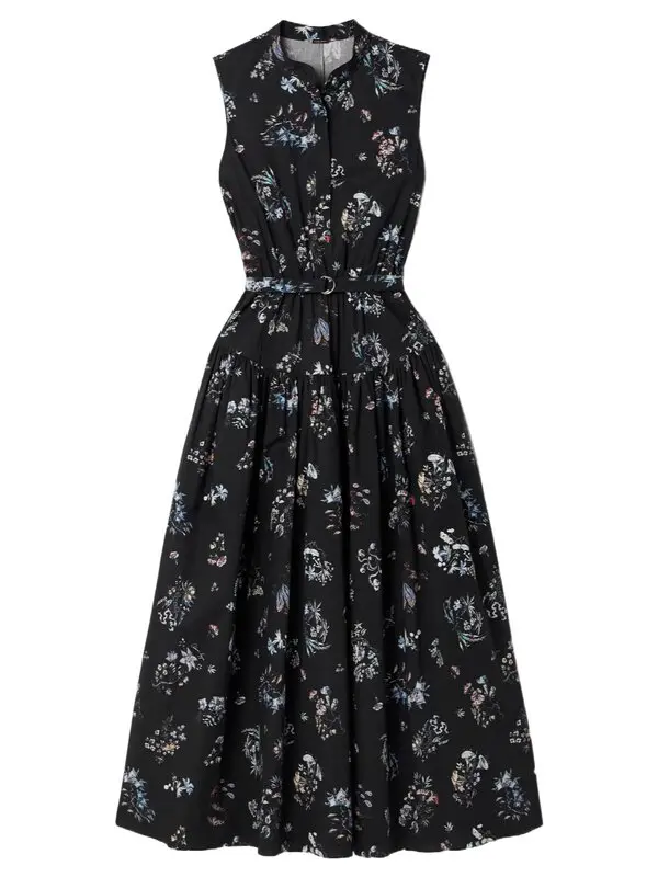 Adam Lippes Printed Midi Dress - Black