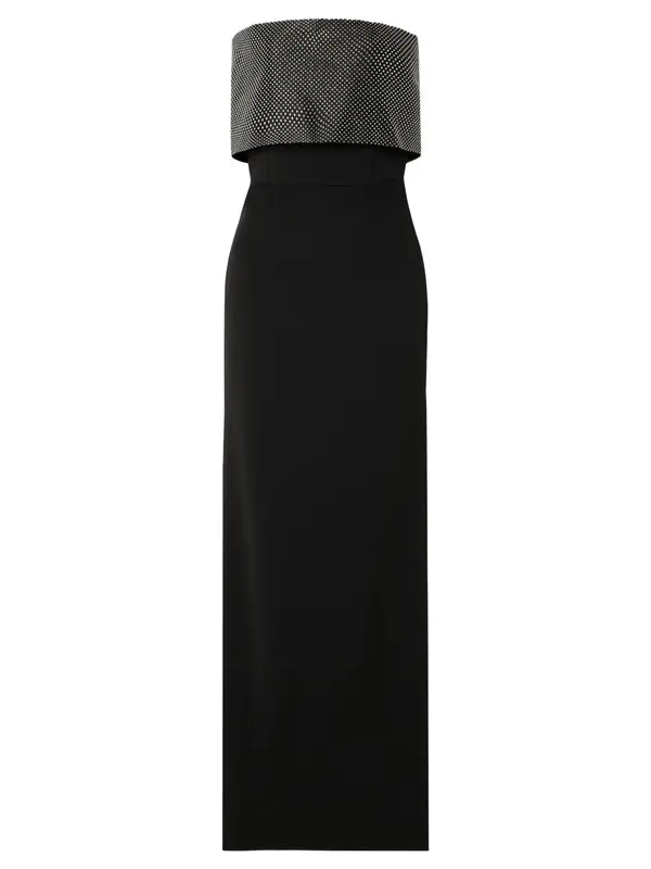 Solace Strapless Gown With Crystal Embellishments - Black