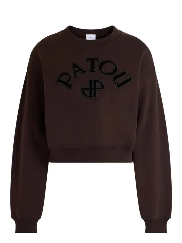PATOU Logo Patch Cropped Sweater - Dark Brown