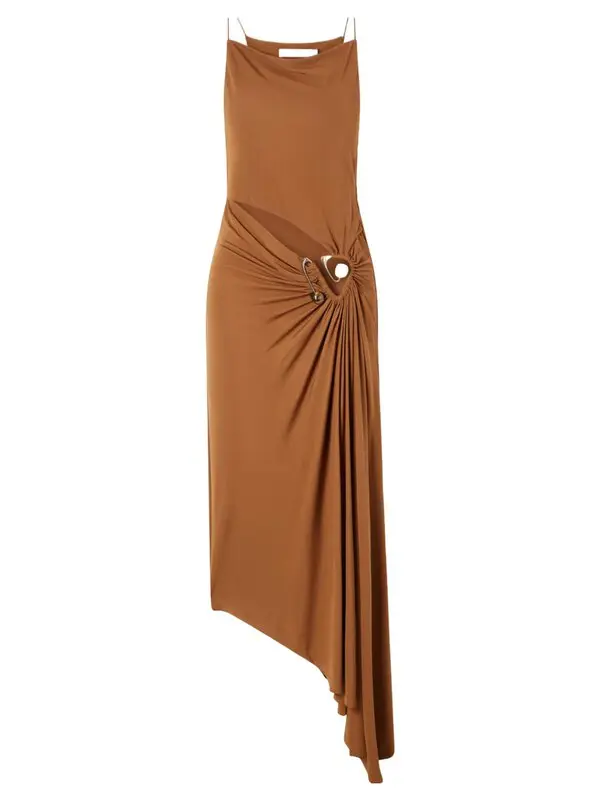 Christopher Esber Asymmetrical Draped Boatneck Maxi Dress - Brown