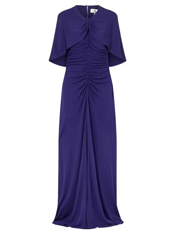 KALLMEYER Matilda Ruched Cape-effect Jersey Gown - Blue