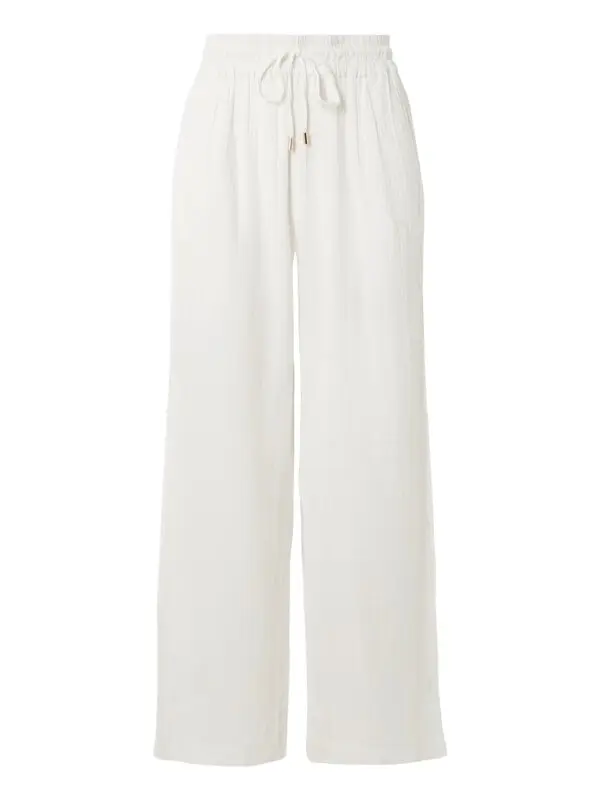 Melissa Odabash Crinkled Cotton Loose Straight-leg Pants - White