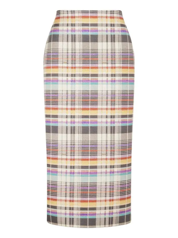 Brandon Maxwell Plaid Wool-silk Blend Mikado Long Dress - No