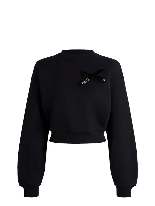PATOU Cropped Sweatshirt With Bow Detail - Black