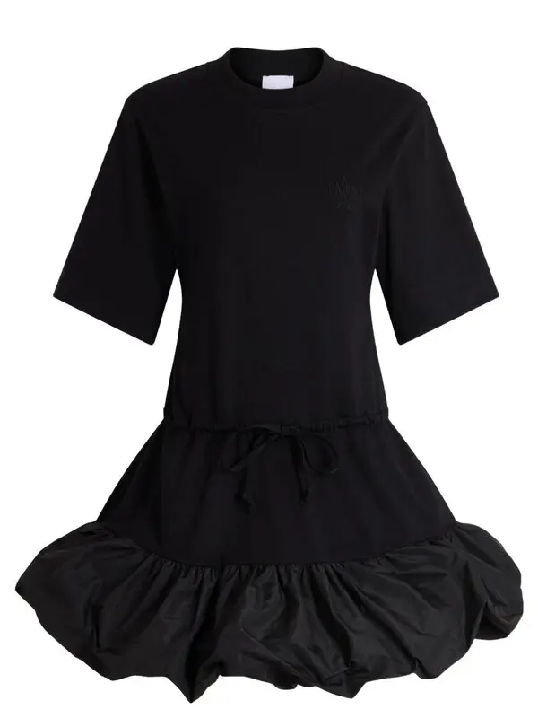 PATOU Drawstring-waist Bubble-hem Mini Dress - Black