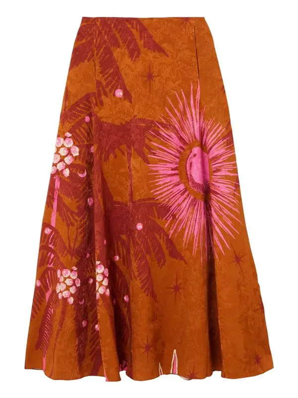 Johanna Ortiz Printed Jacquard Midi Skirt - No