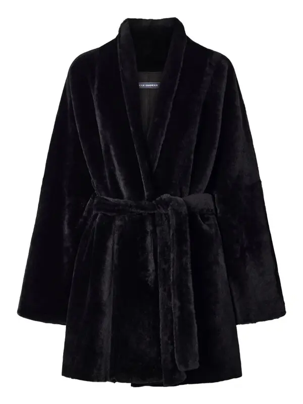 Nour Hammour Paneled Shearling Coat - Black