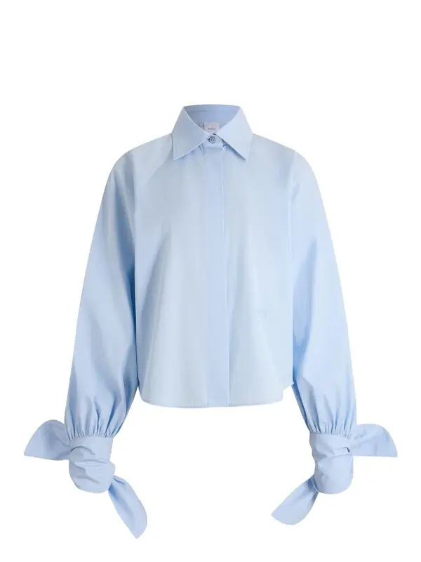 PATOU Bow-detail Long Sleeve Blouse - Light Blue